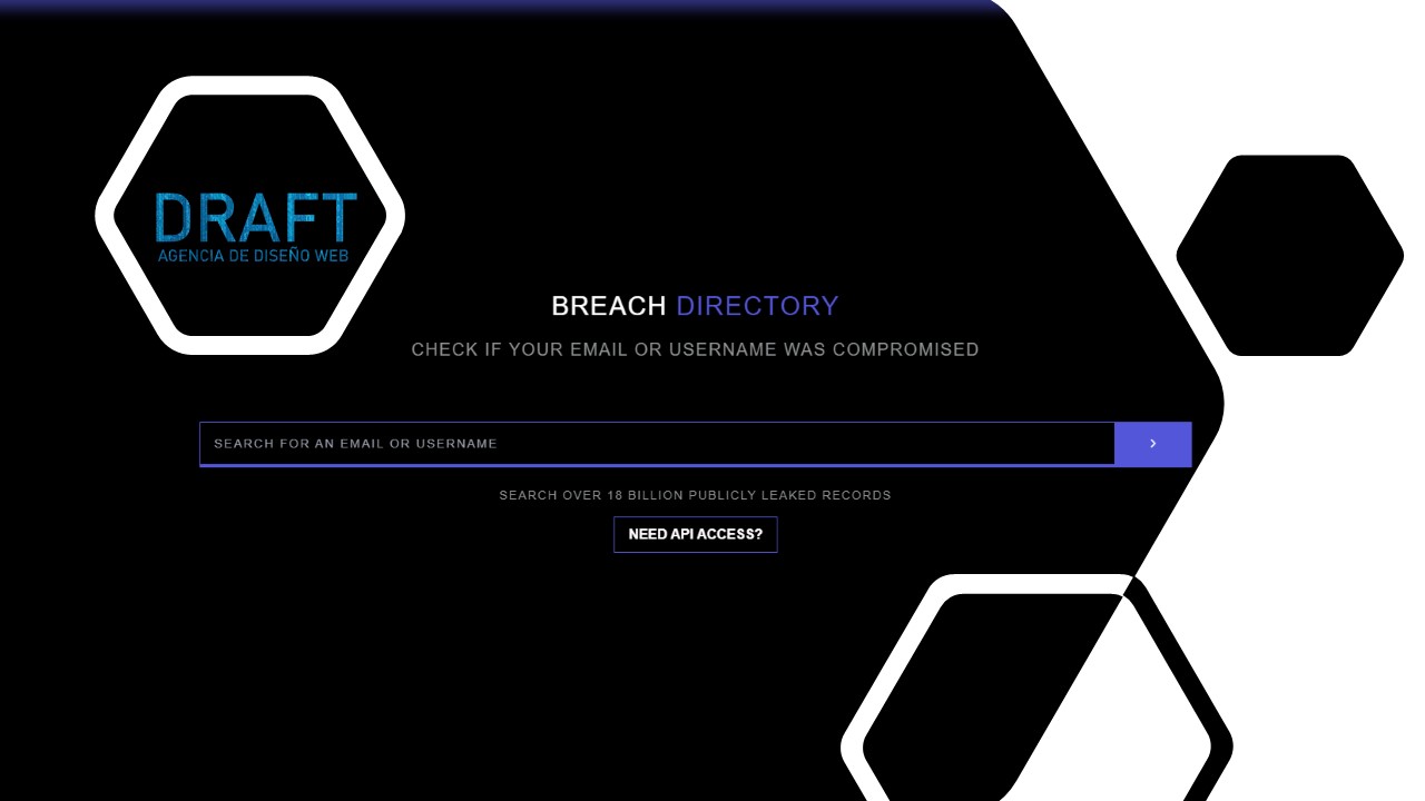Verificación de Seguridad en Draft Design Web con BreachDirectory – DRAFT Design Web © · Agencia ...